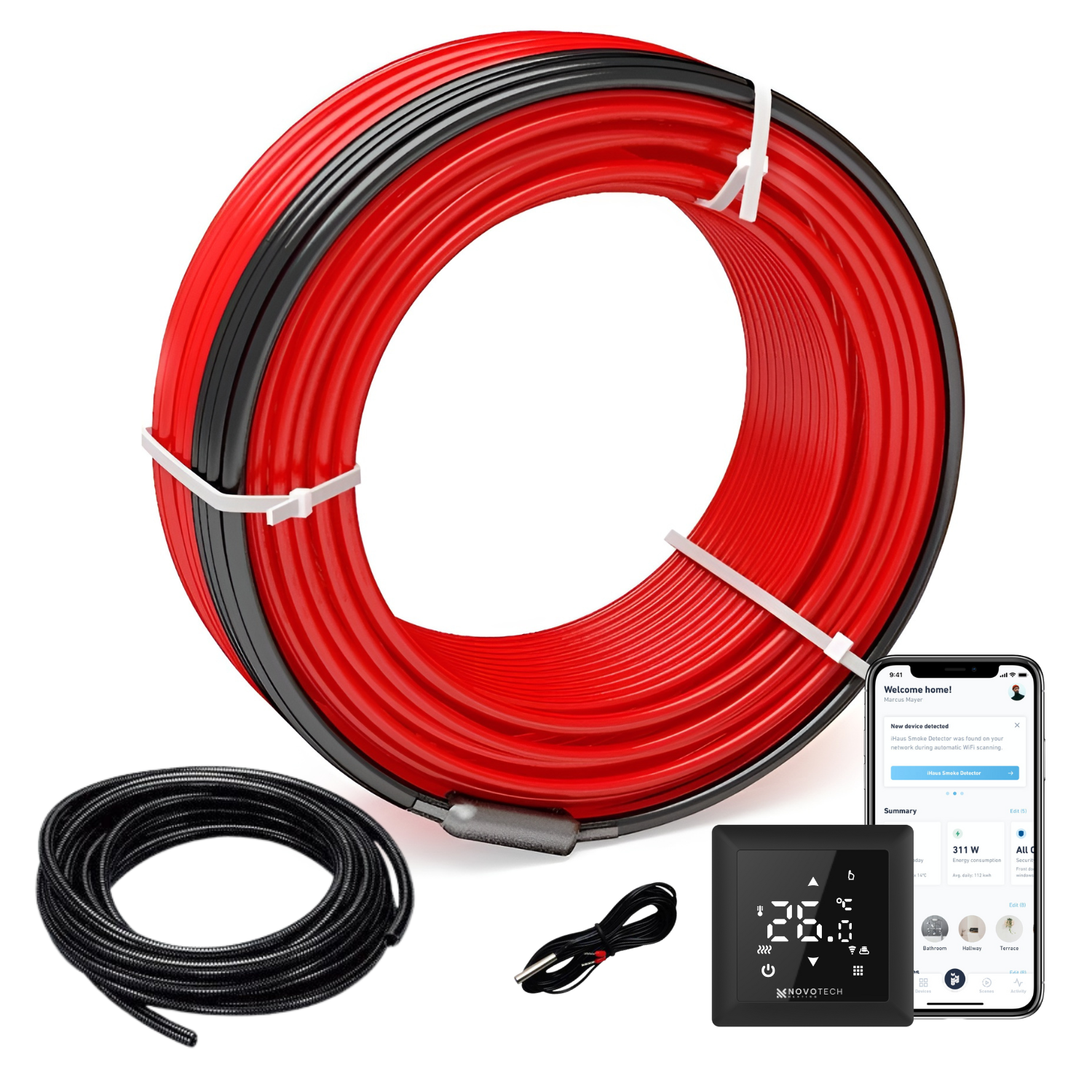Kit complet Cablu incalzire electrica in pardoseala NOVOTECH 2400W - 1 ...